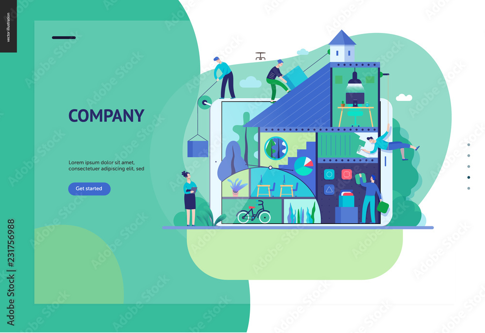 Business series, color 3 -company, teamwork, collaboration -modern flat ...