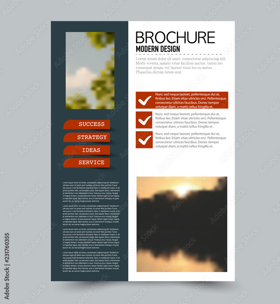 Red and grey flyer design template with built in images. Brochure for ...