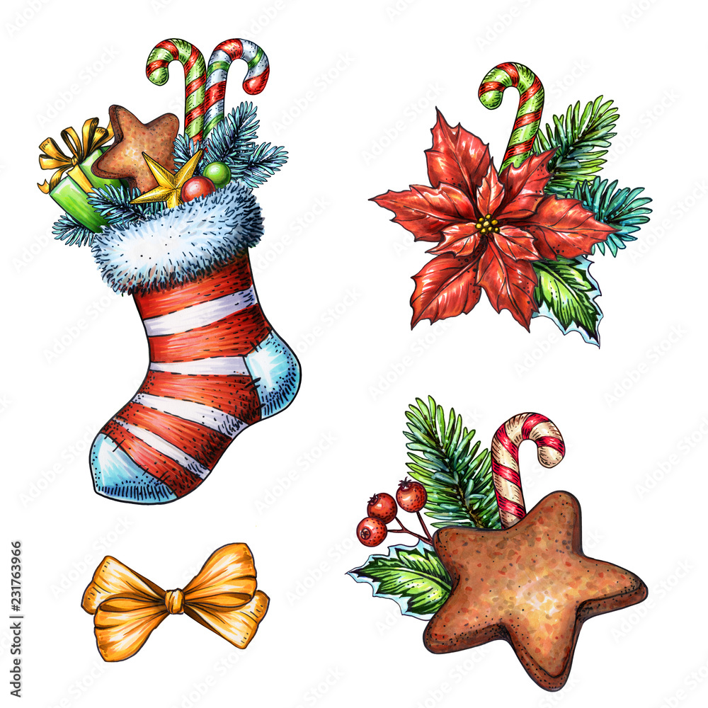 Vintage Christmas Present Clip Art