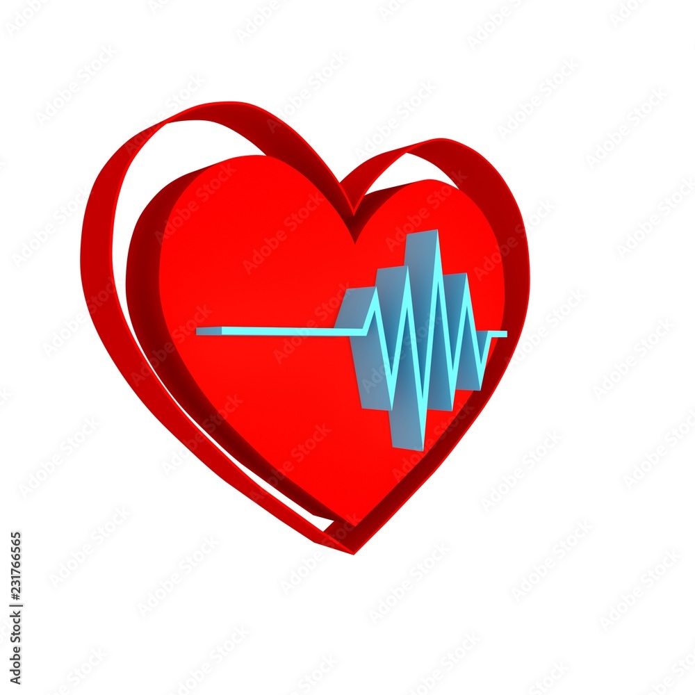 heart rhythm logo. pulse simbol - 3D render Stock Illustration | Adobe ...