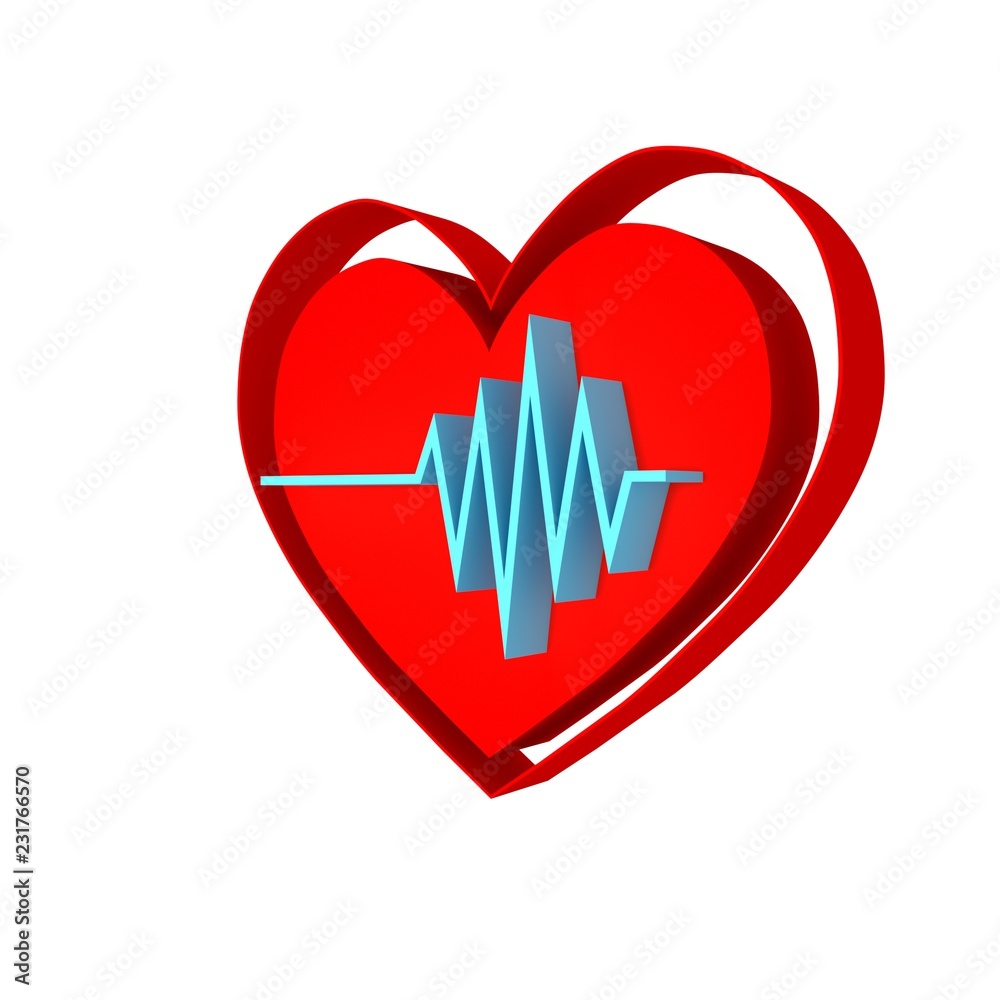 heart rhythm logo. pulse simbol - 3D render Stock Illustration | Adobe ...