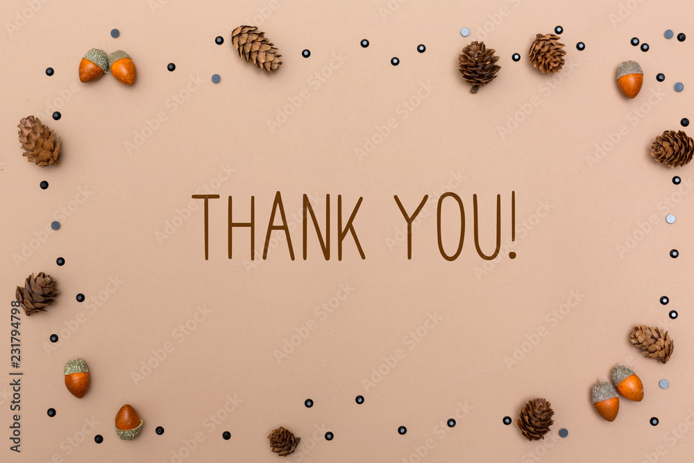 Thank you message with autumn themed background border Stock Photo ...