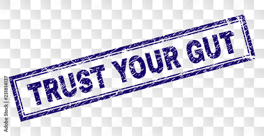 TRUST YOUR GUT stamp seal print with rubber print style and double ...