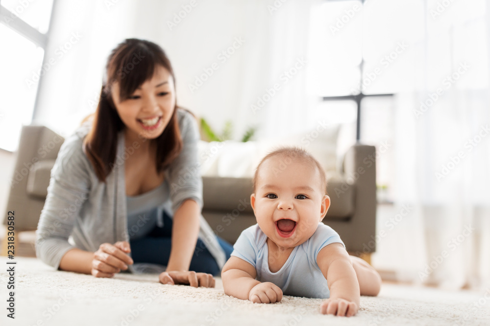 babyhood, childhood and people concept - happy little asian baby boy ...