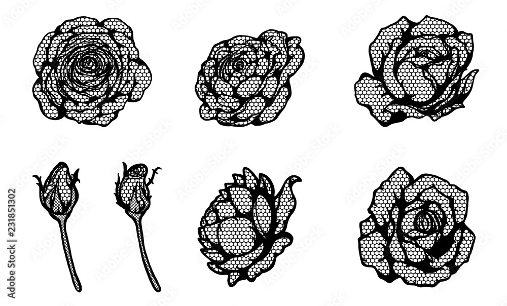 Rose lace vector by hand drawing.Beautiful flower on brown background ...