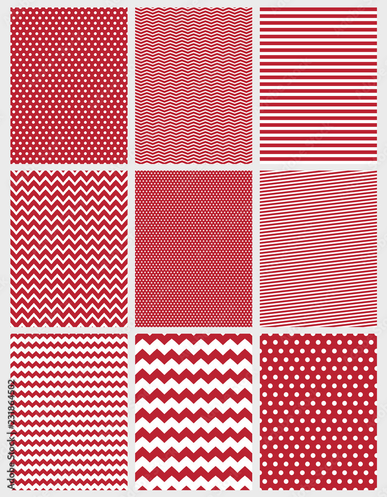 Cute Abstract Vector Patterns Set. 9 Various Geometric Designs. White ...