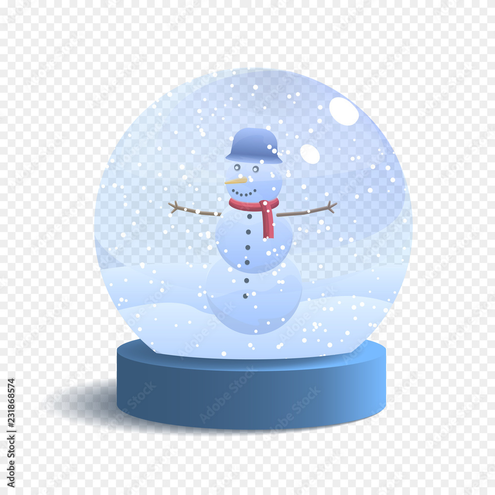 Vector Snow Globe Isolated on White Background. Realistic Glass Sphere ...