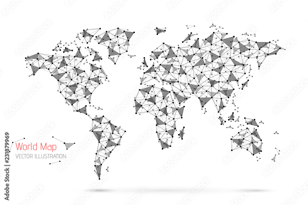 World map design. Earth map with lines and triangles. Vector ...