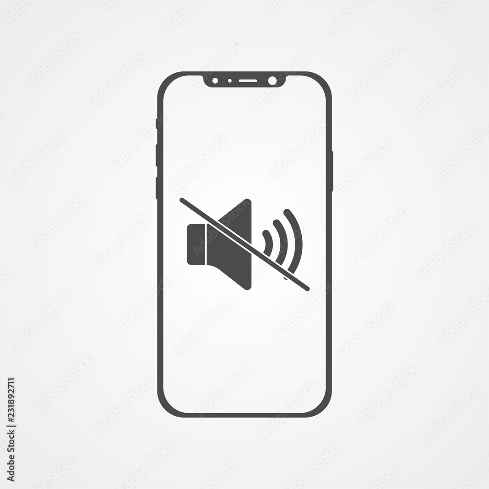 Phone with silent vector icon sign symbol Stock Vector | Adobe Stock