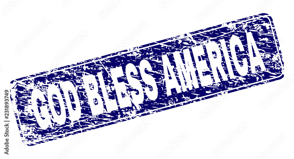 GOD BLESS AMERICA stamp seal print with grunge texture. Seal shape is a ...