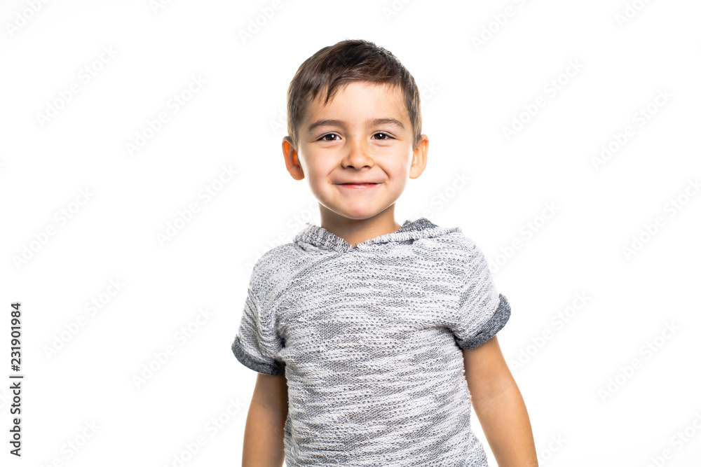 Boy having fun on studio white background Stock Photo | Adobe Stock