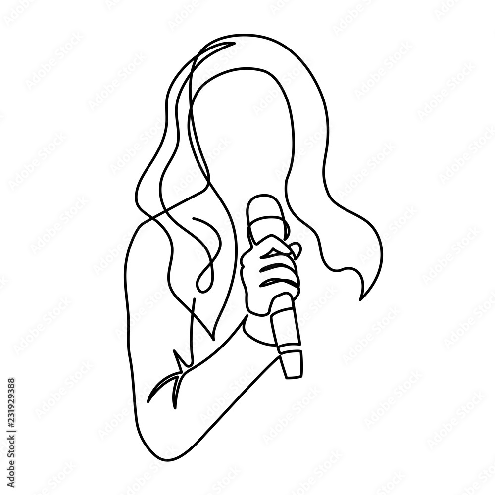 Continuous Line Drawing of Vector wired microphone icon thin line for ...