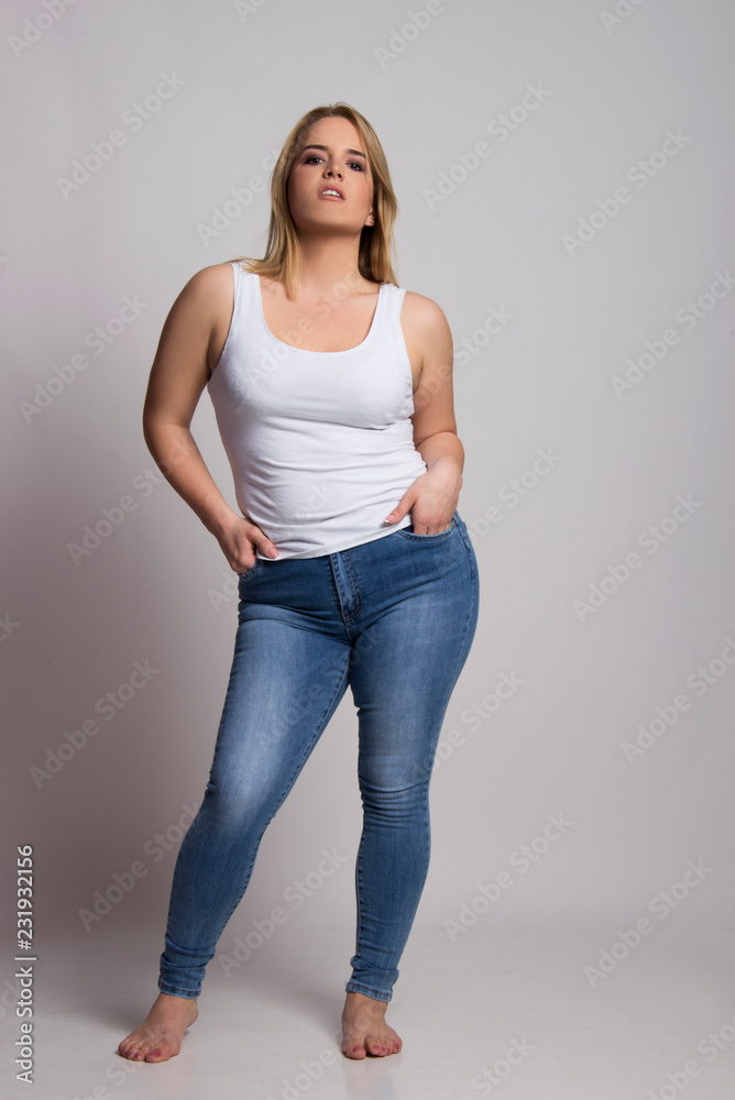 size plus body tipe beautiful woman model isolated on white Stock Photo ...