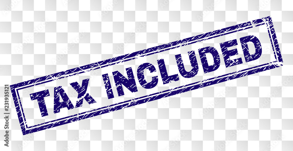 TAX INCLUDED stamp seal watermark with rubber print style and double ...