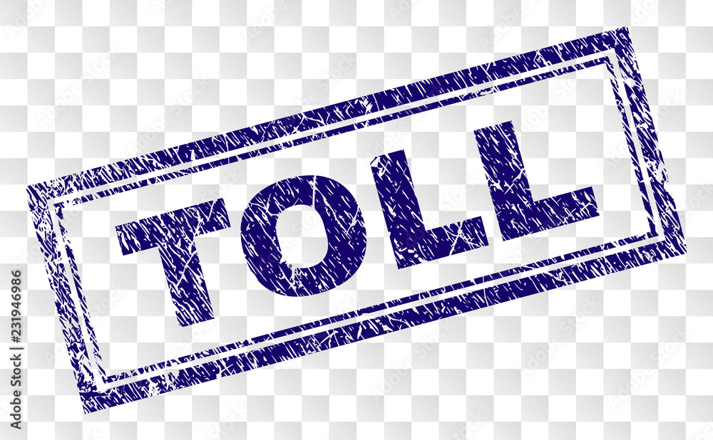 TOLL stamp seal imprint with rubber print style and double framed ...