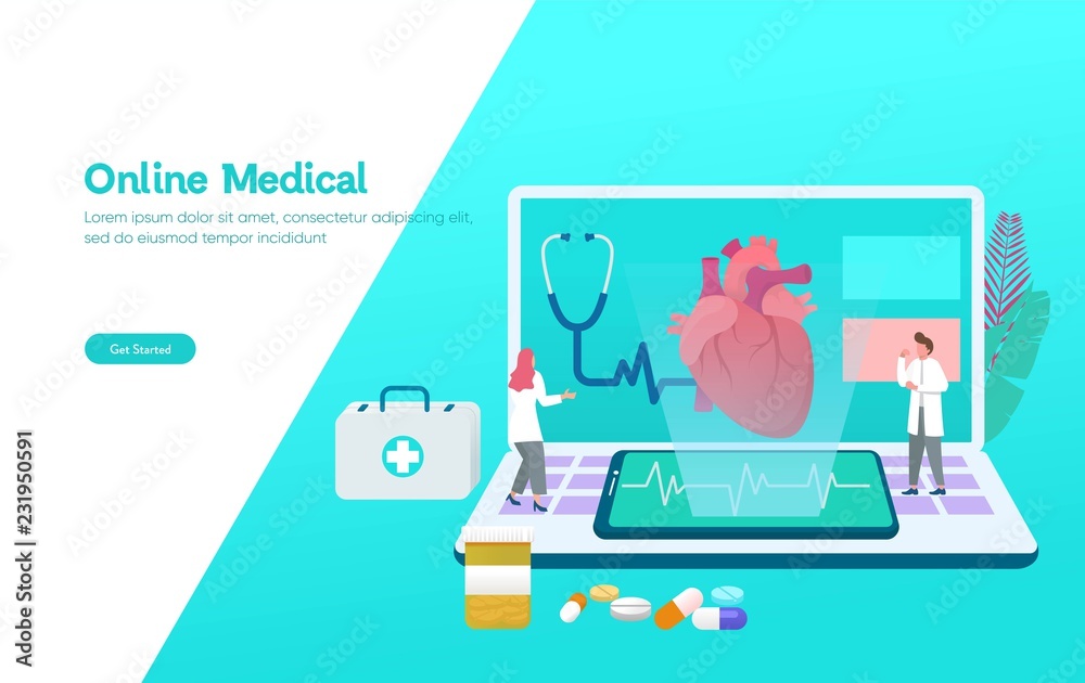 Online medical check up vector illustration concept, docktor diagnostic ...
