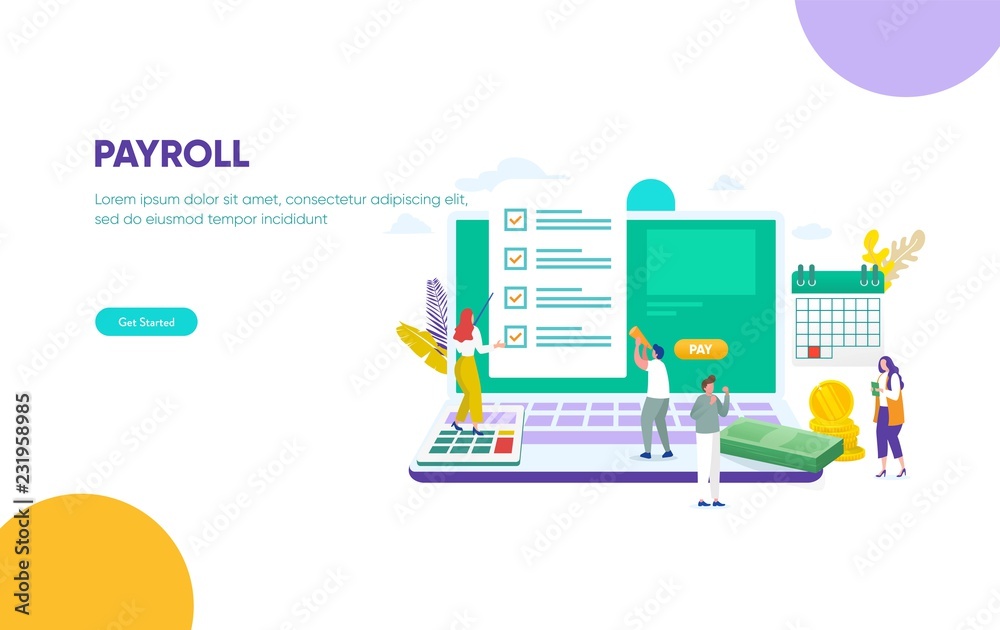 vector illustration concept Payroll, Salary payment, happy people get ...