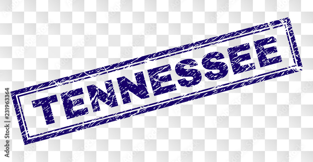 TENNESSEE stamp seal print with rubber print style and double framed ...