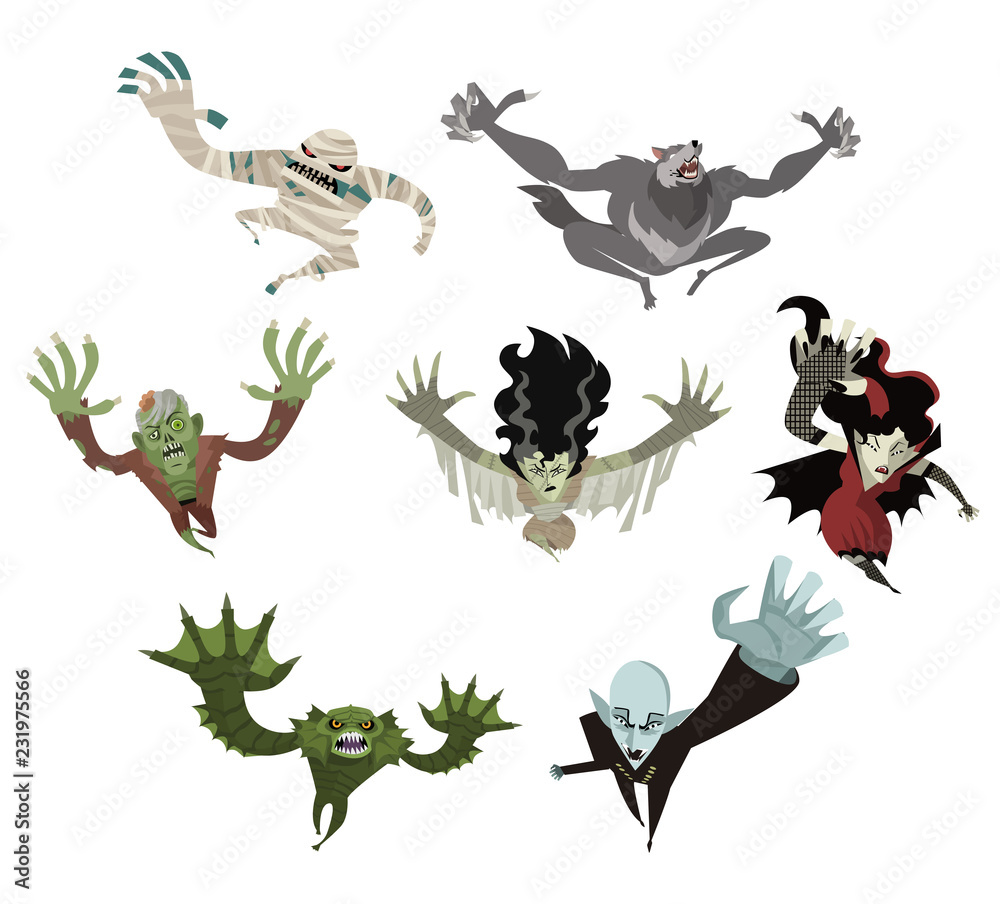 evil horror monsters creatures Stock Vector | Adobe Stock