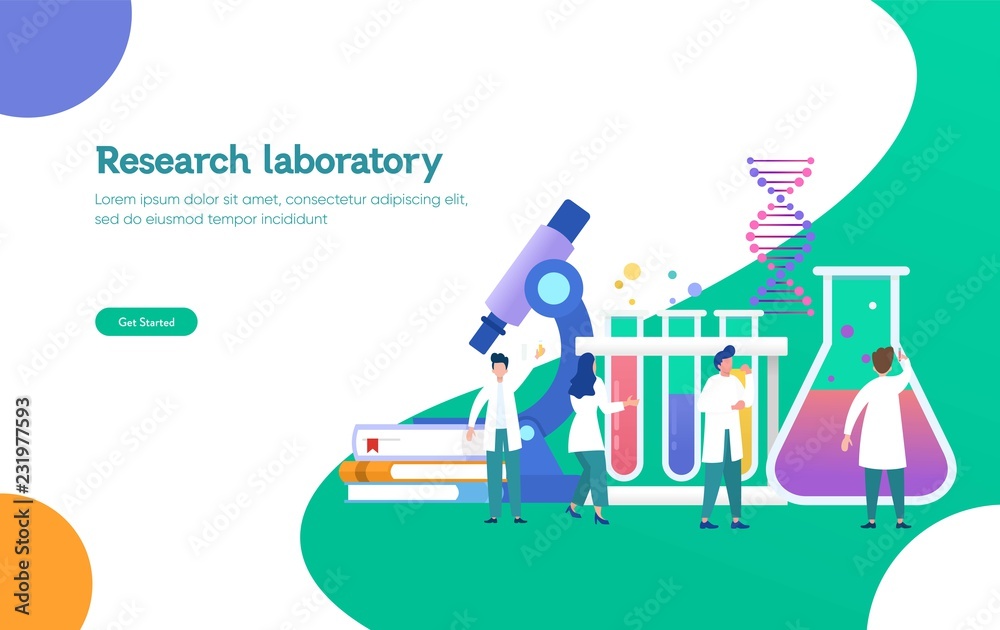 Research laboratory vector illustration concept, scientis working at ...