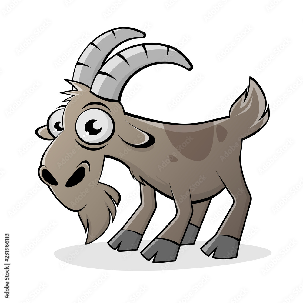 funny cartoon goat isolated vector illustration Stock Vector | Adobe Stock