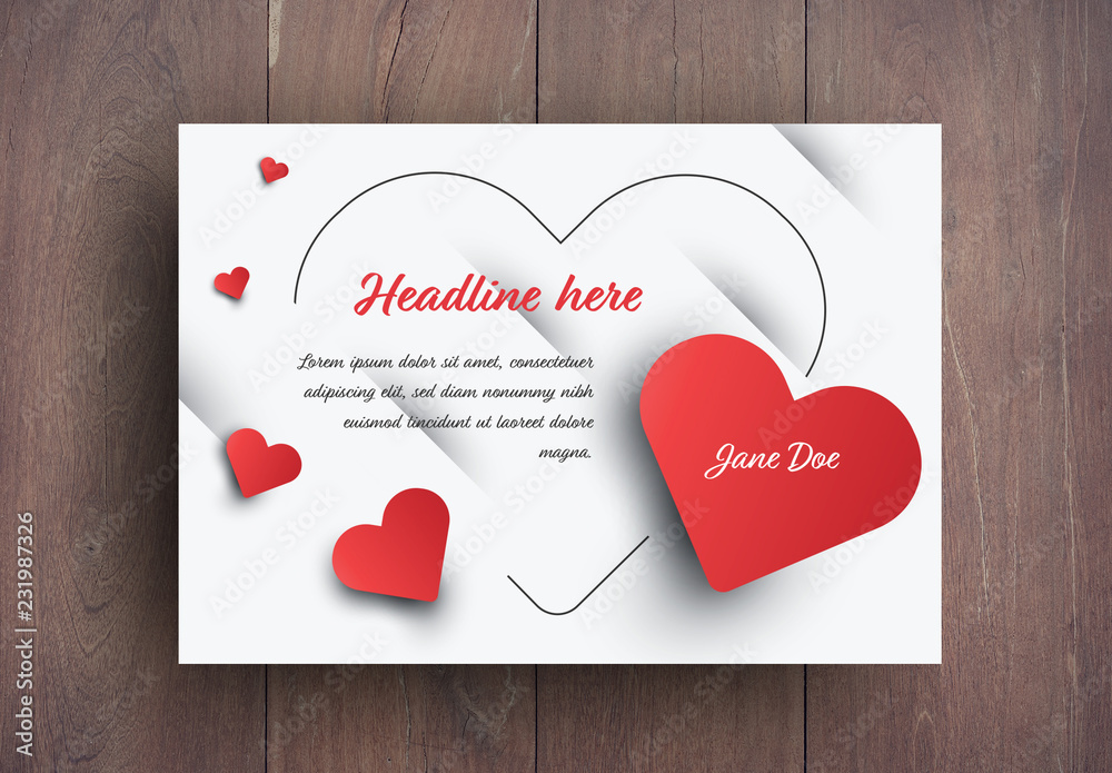 Heart Card Layout Stock Template | Adobe Stock