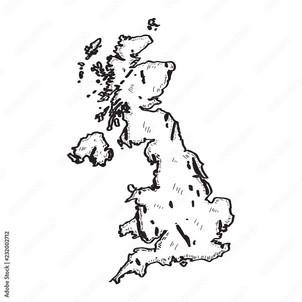 Sketch of a map of the United Kingdom. Vector illustration design Stock ...
