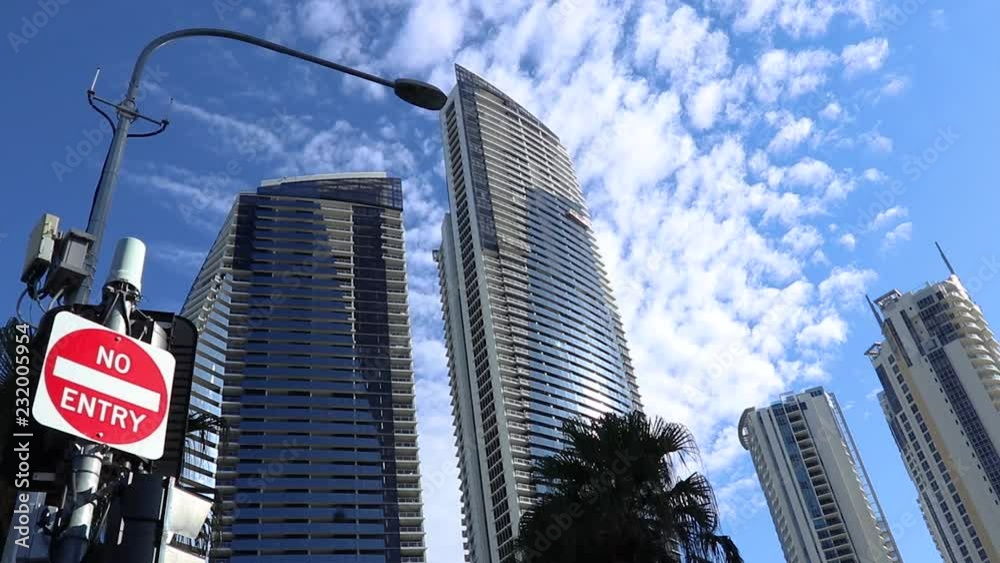 Tall high rise residential and hotel buildings in the city Gold Coast ...