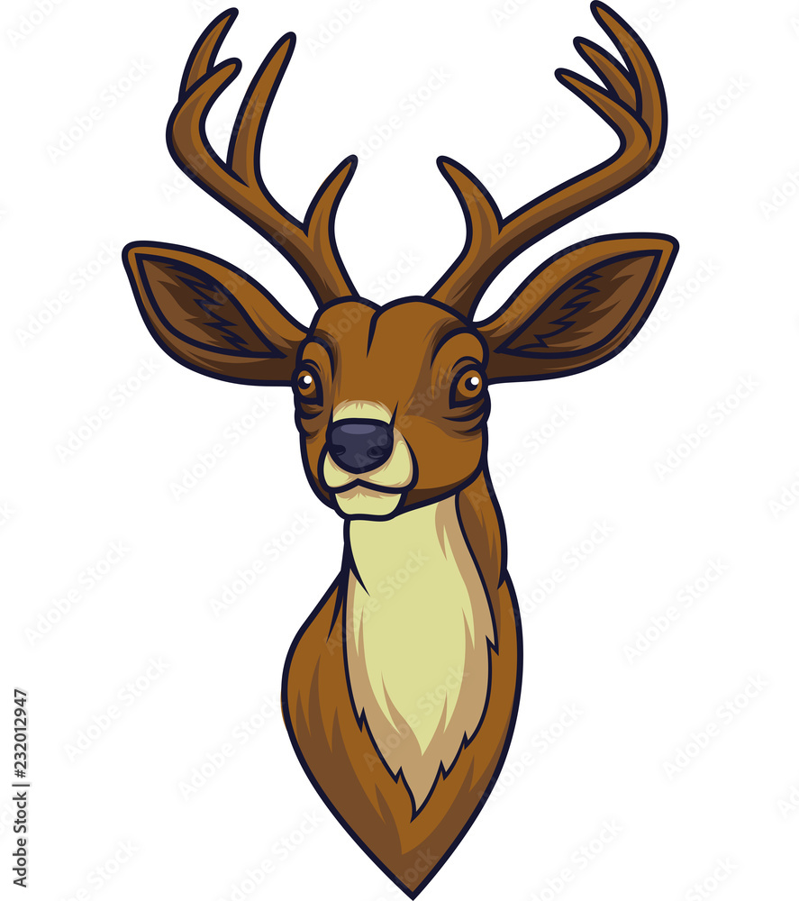 Cartoon deer head mascot Stock Vector | Adobe Stock