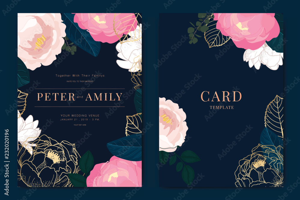 Wedding Invitation, floral invite thank you, rsvp modern card Design ...