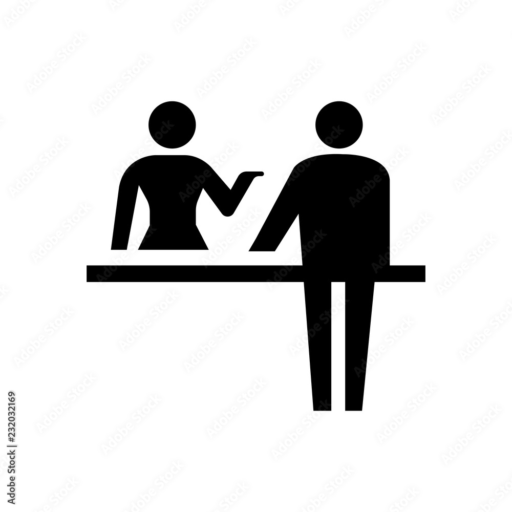 reception , front desk, check-in counter icon / public information ...