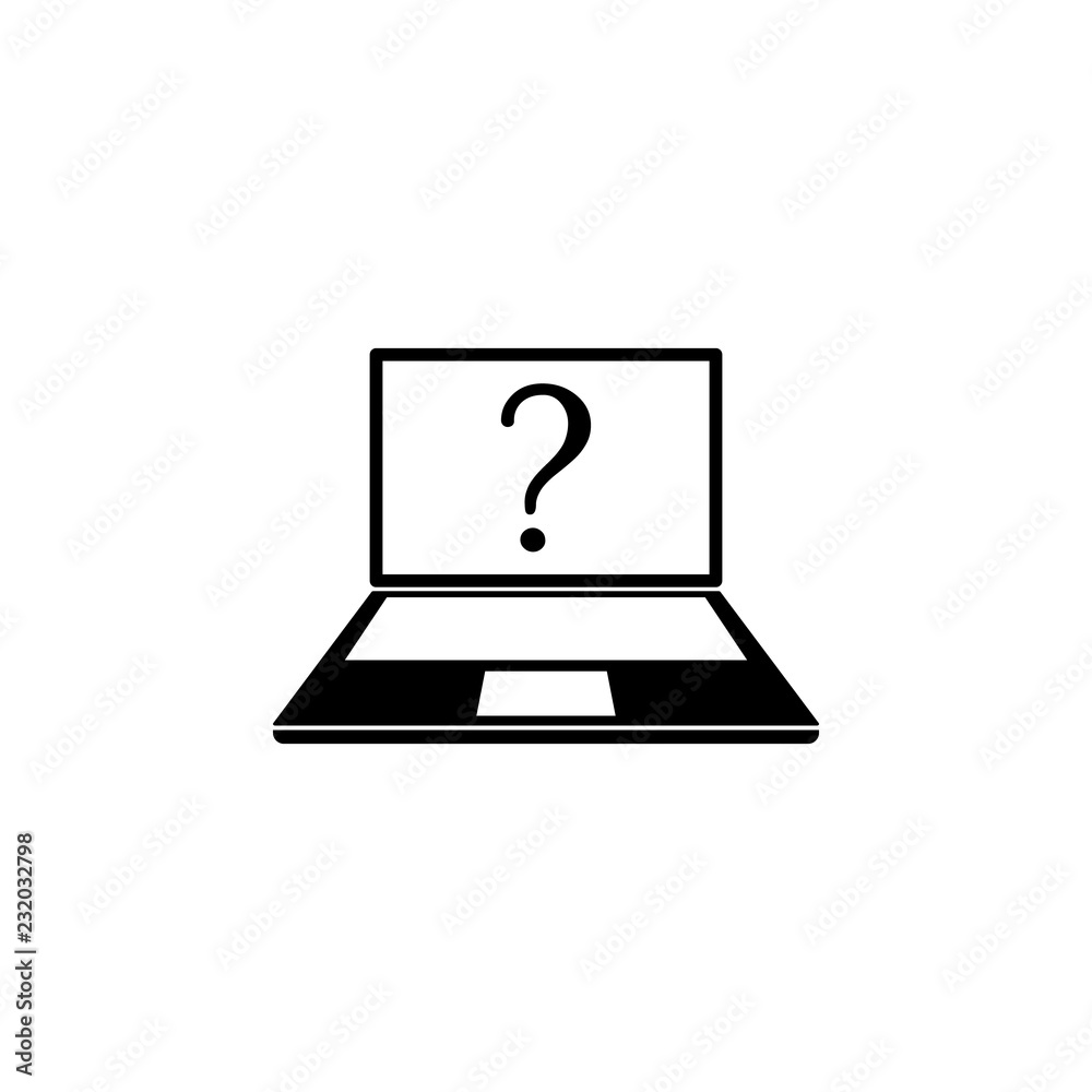 Question mark on the laptop screen icon. Element of Problem solving ...
