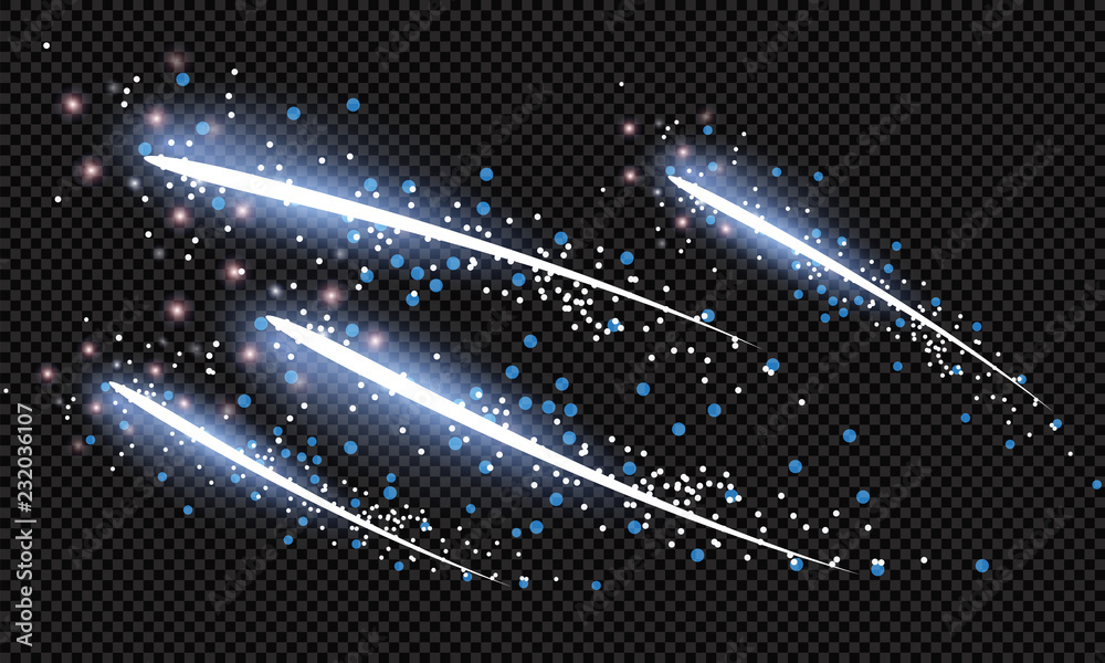 Comet flying on a transparent background. Vector illustration of ...