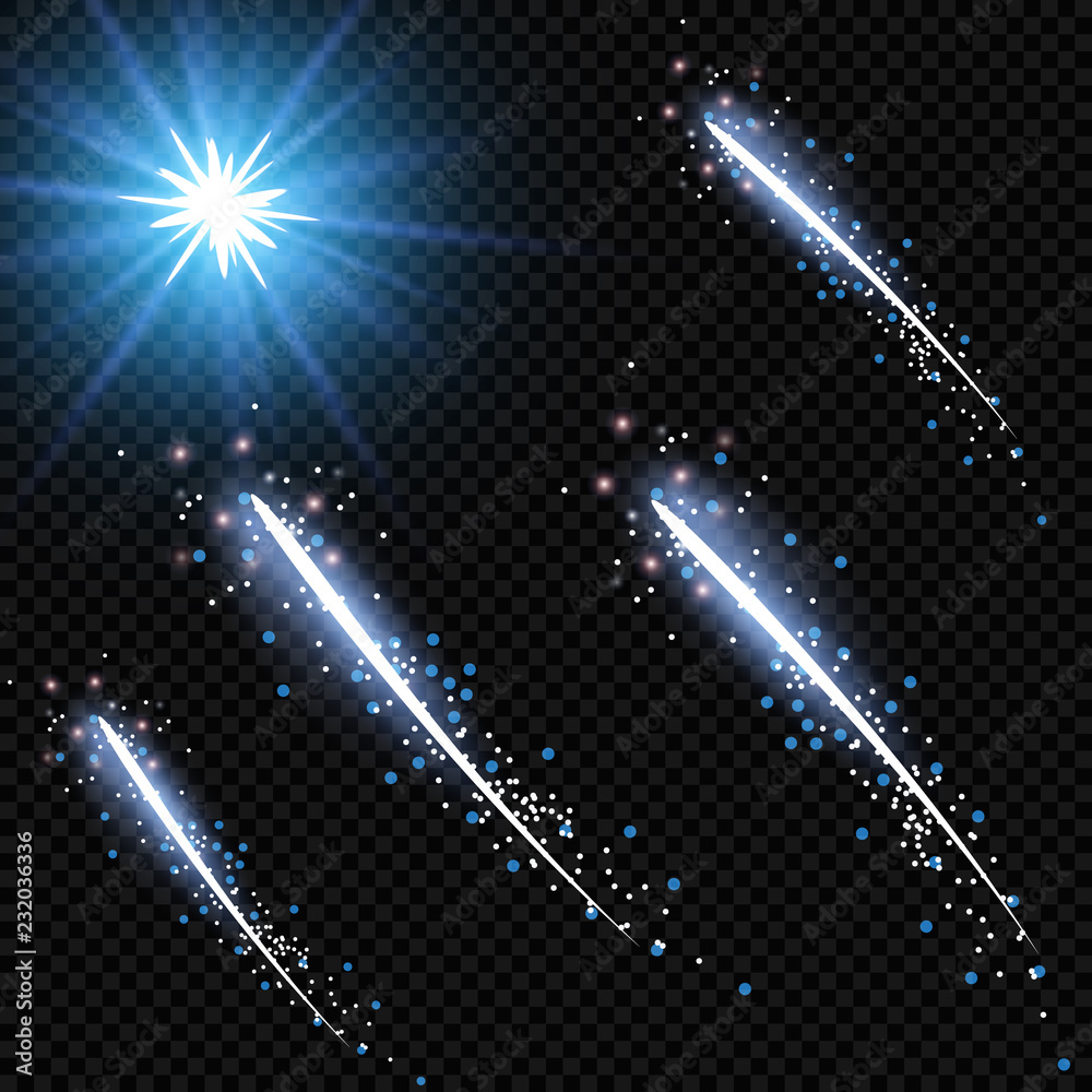 Comet flying on a transparent background. Vector illustration of ...
