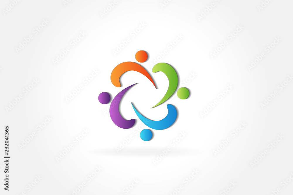 Logo teamwork business people unity partners friendship in a love hug ...