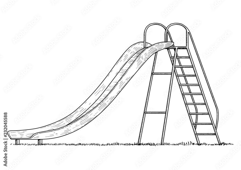 Slide illustration, drawing, engraving, ink, line art, vector Stock ...