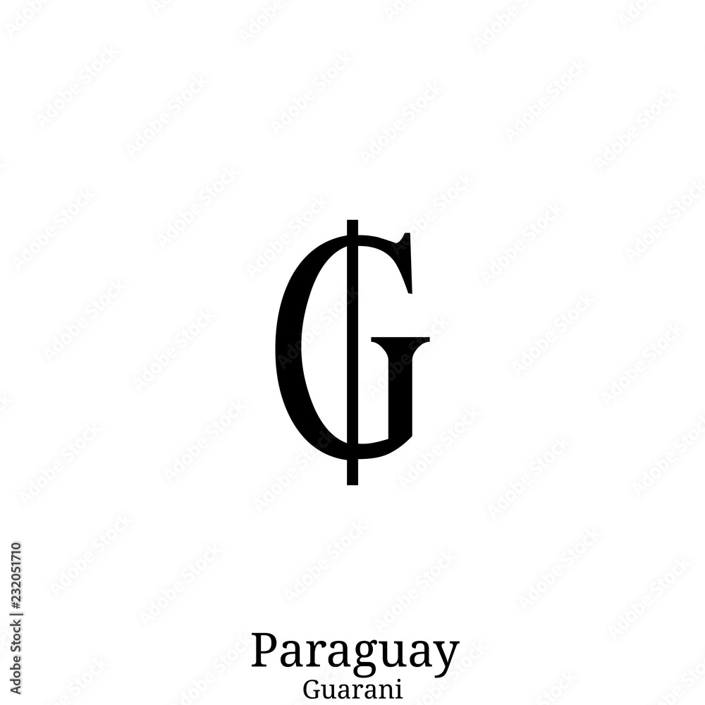 Black Guarani currency symbol isolated on white background Stock Vector ...