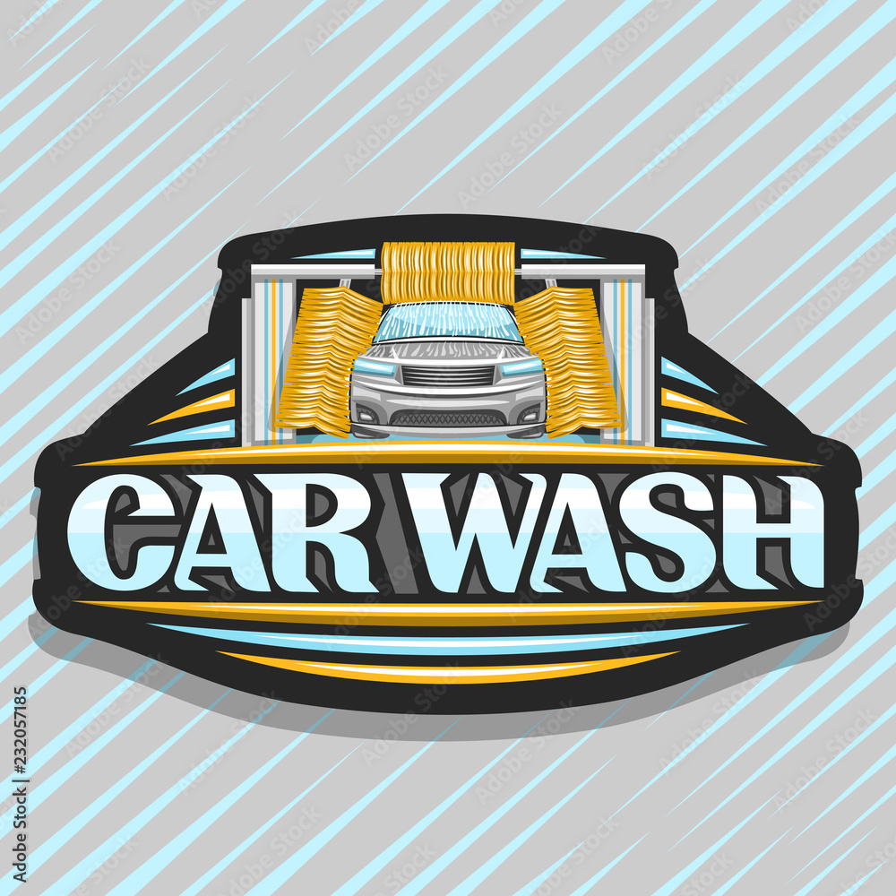 Vector logo for automatic Car Wash, poster with illustration of sport ...