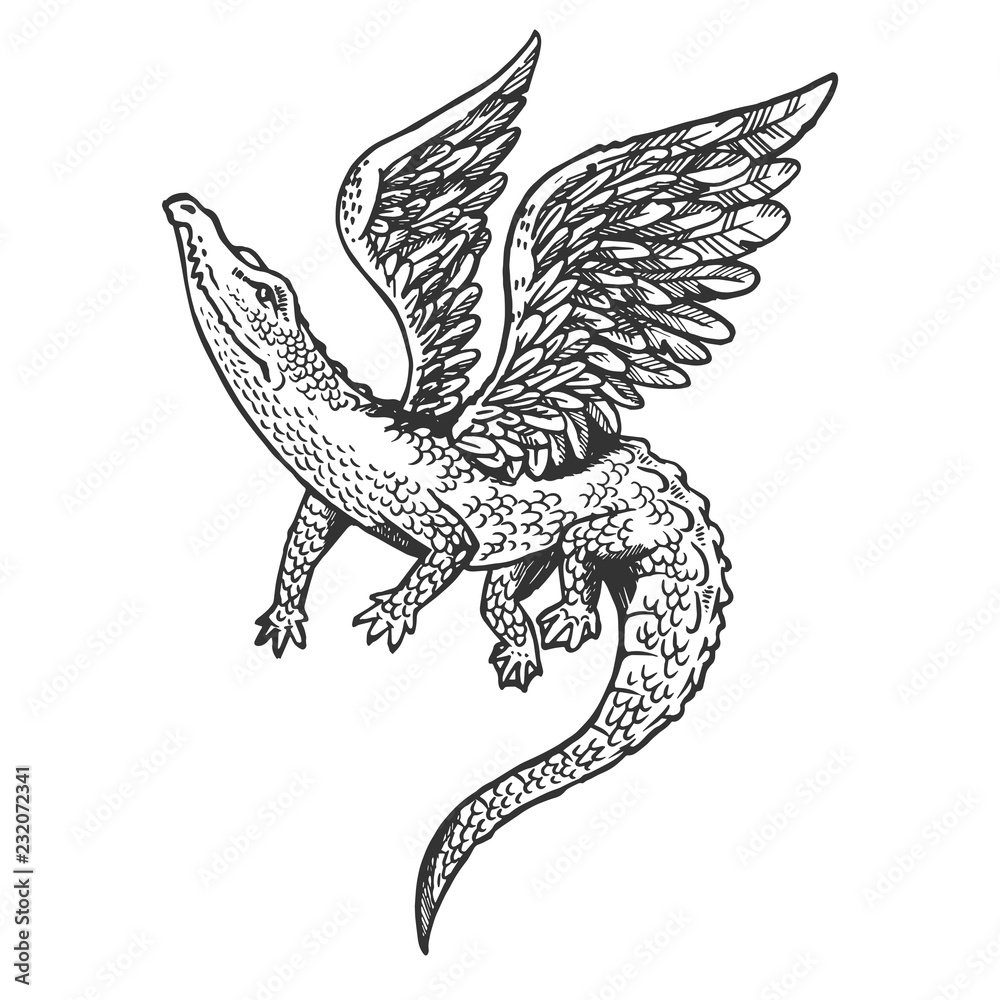Animated Alligator With Wings