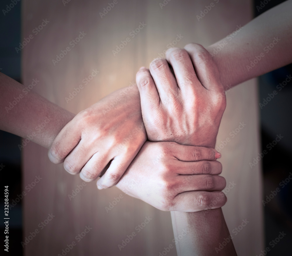 Close up Teamwork Concept, Business Collaboration Concepts, Hands were ...