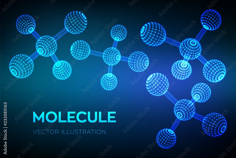 Molecule Structure. Dna, atom, neurons. Molecules and chemical formulas ...