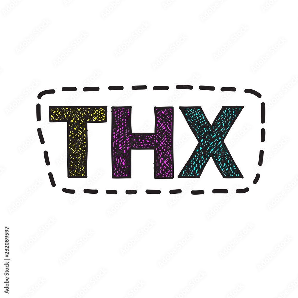 THX Thank you - simple inspire and motivational quote. Hand drawn ...