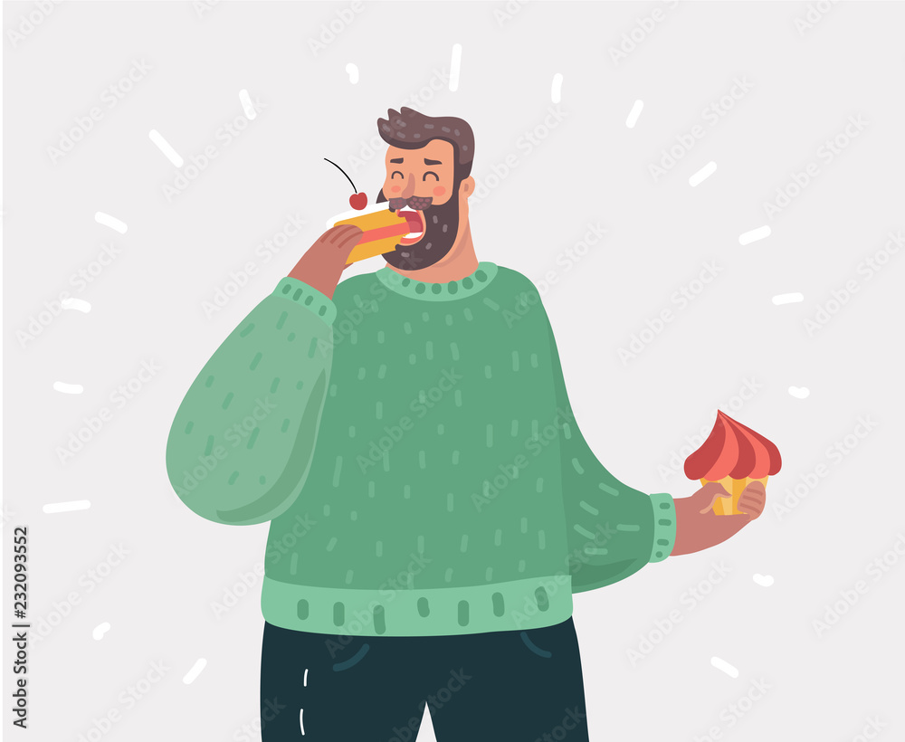 Fat Person Eating Cake Cartoon