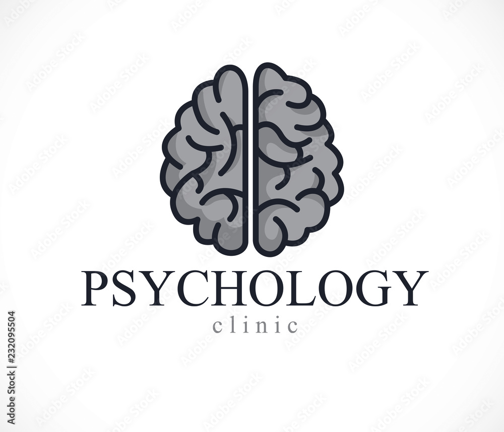 Human anatomical brain, mental health psychology conceptual logo or ...