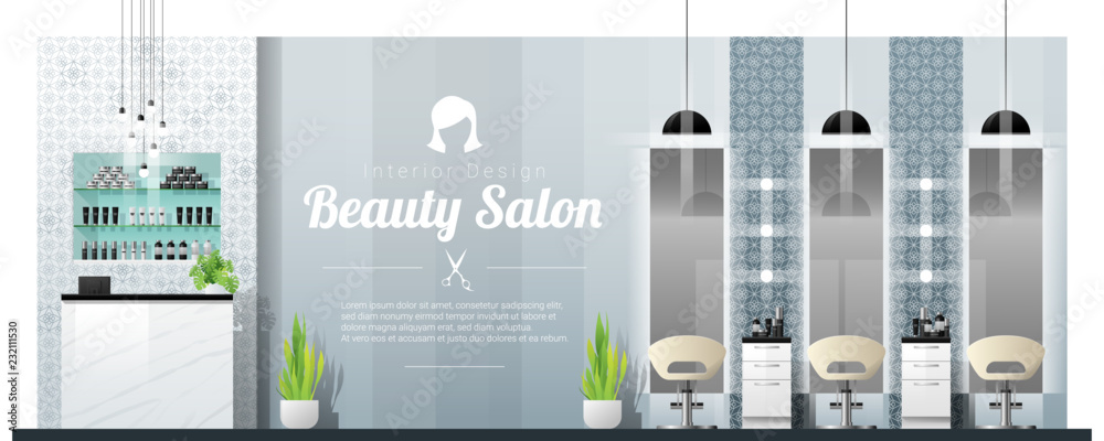 Interior background of modern beauty salon , vector , illustration ...