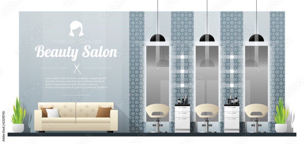 Interior background of modern beauty salon , vector , illustration ...