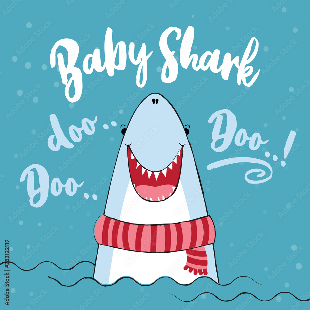 Baby Shark - T-Shirts, Hoodie, Tank, gifts. Vector illustration text ...