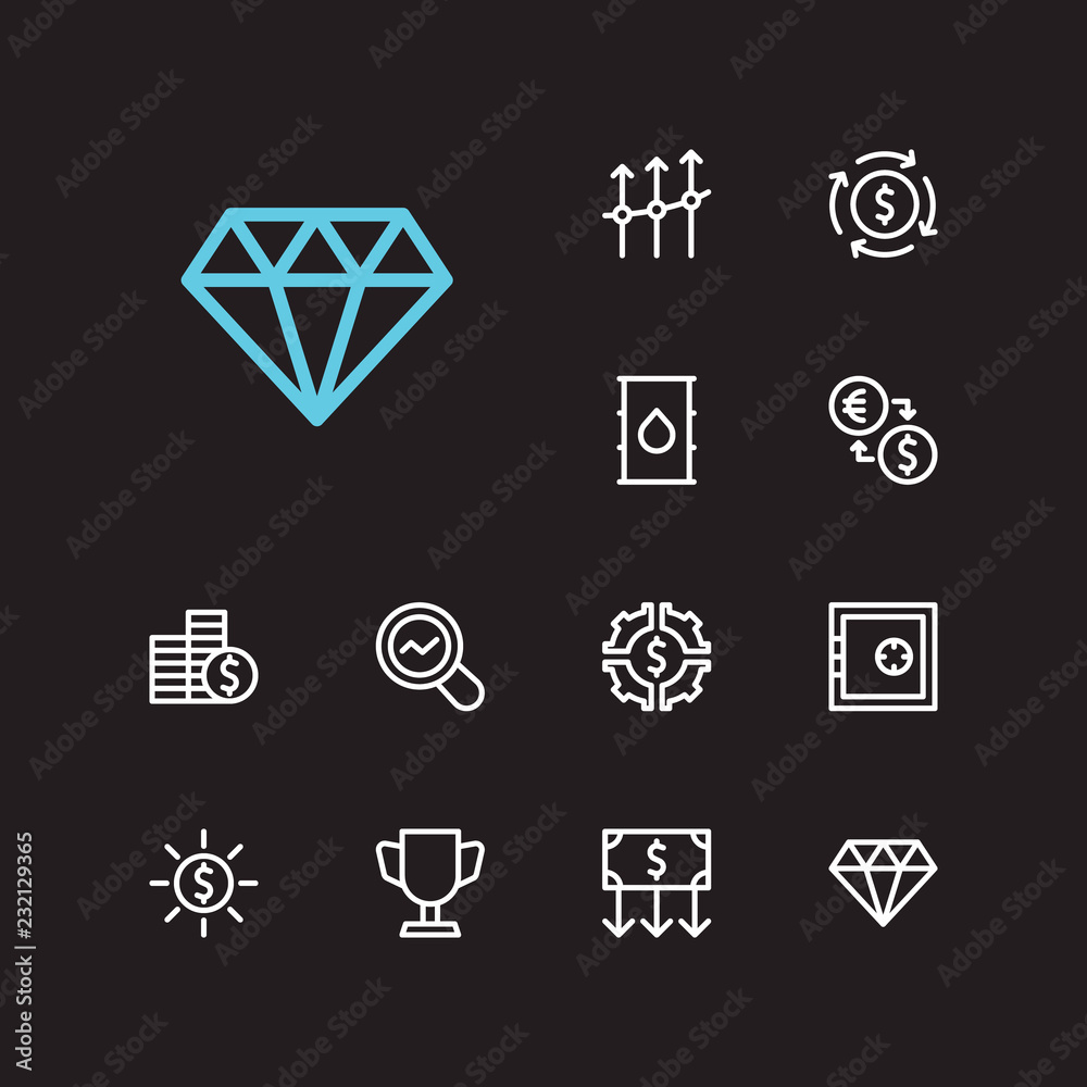 Investment icons set. Business progress and investment icons with ...
