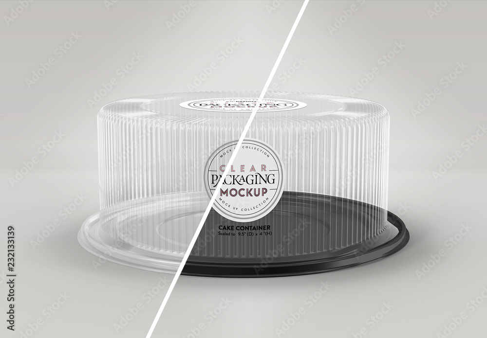 Clear Round Cake Container Mockup Stock Template | Adobe Stock