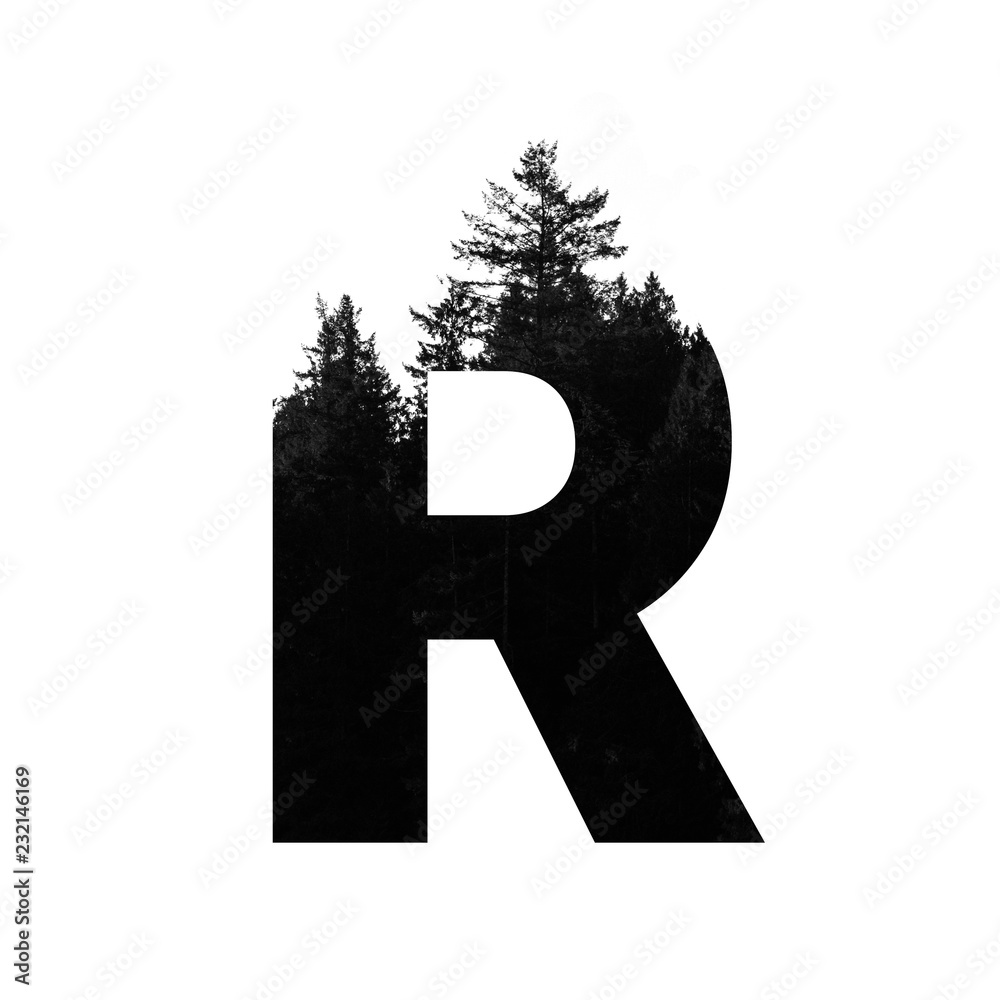 Letter R hipster wilderness font lettering. Outdoor adventure. Stock ...